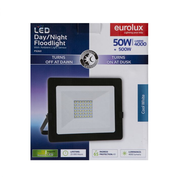 EUROLUX FLOODLIGHT LED 50W WITH D/NIGHT – Xeononline